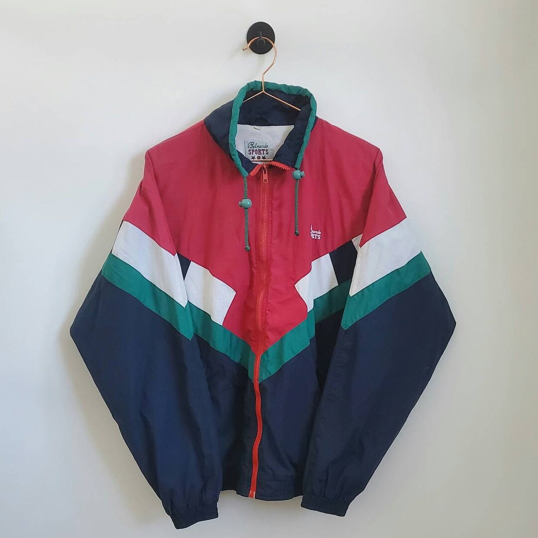 Vintage 90s Retro Windbreaker Jacket Red Navy Size XL, Shell Jacket ...