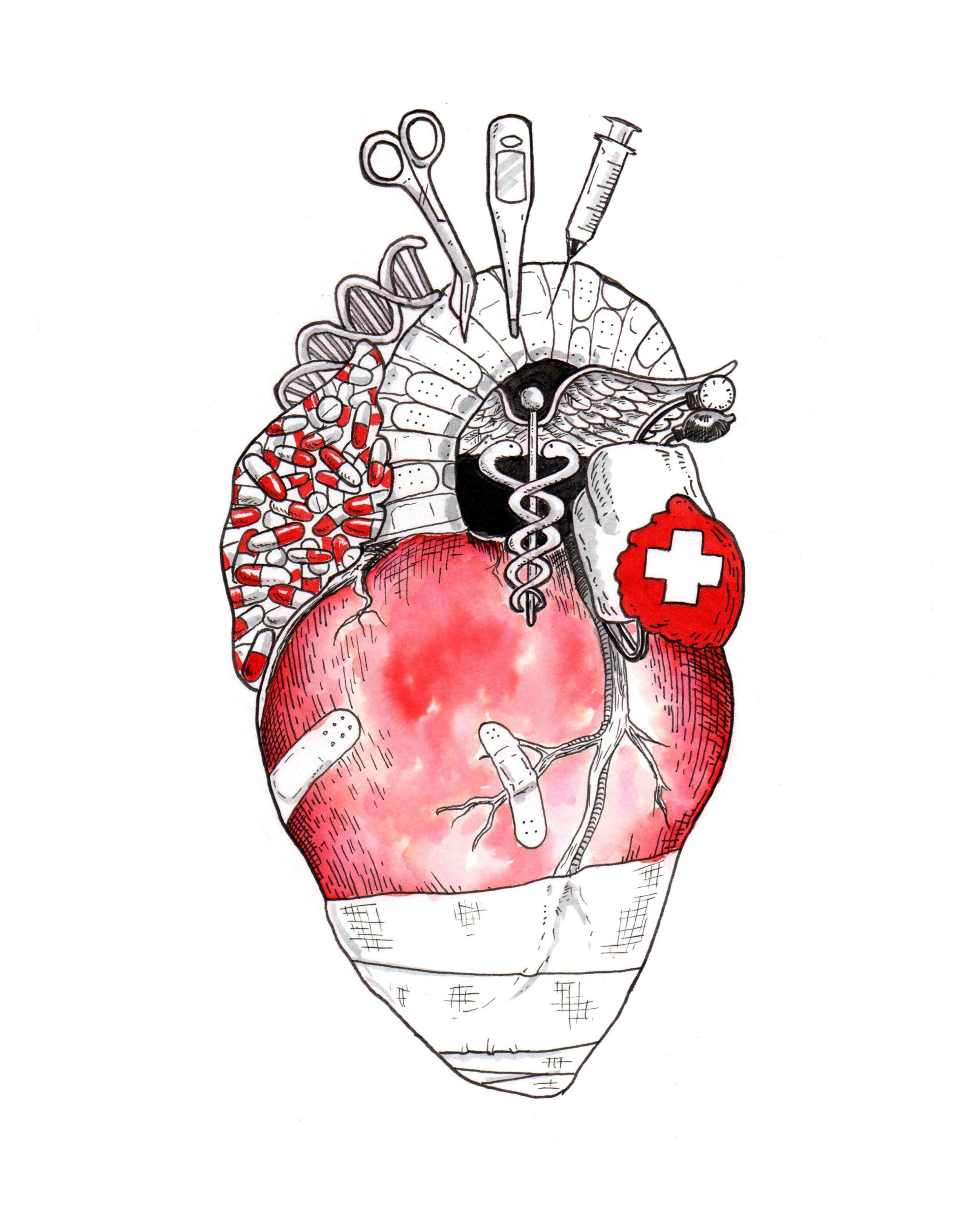 Broken Human Heart Drawing