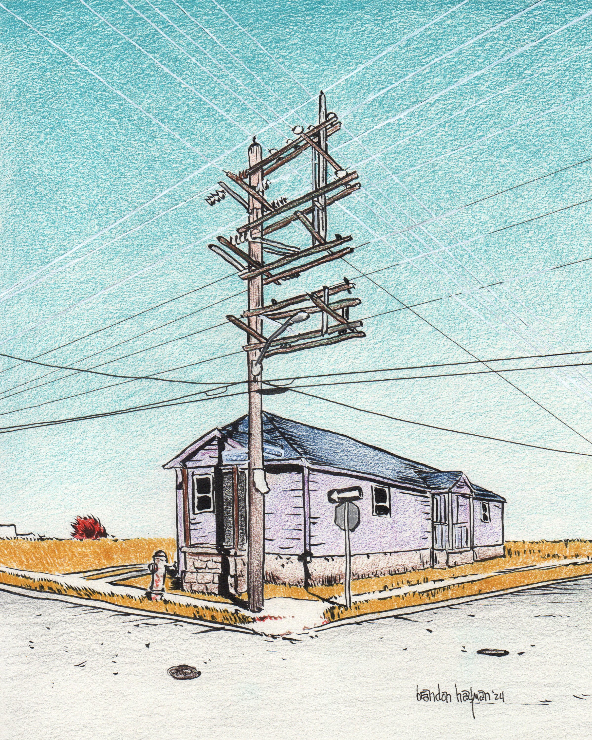 Power Lines Illustration, Art Print, New Orleans, Louisiana - Etsy