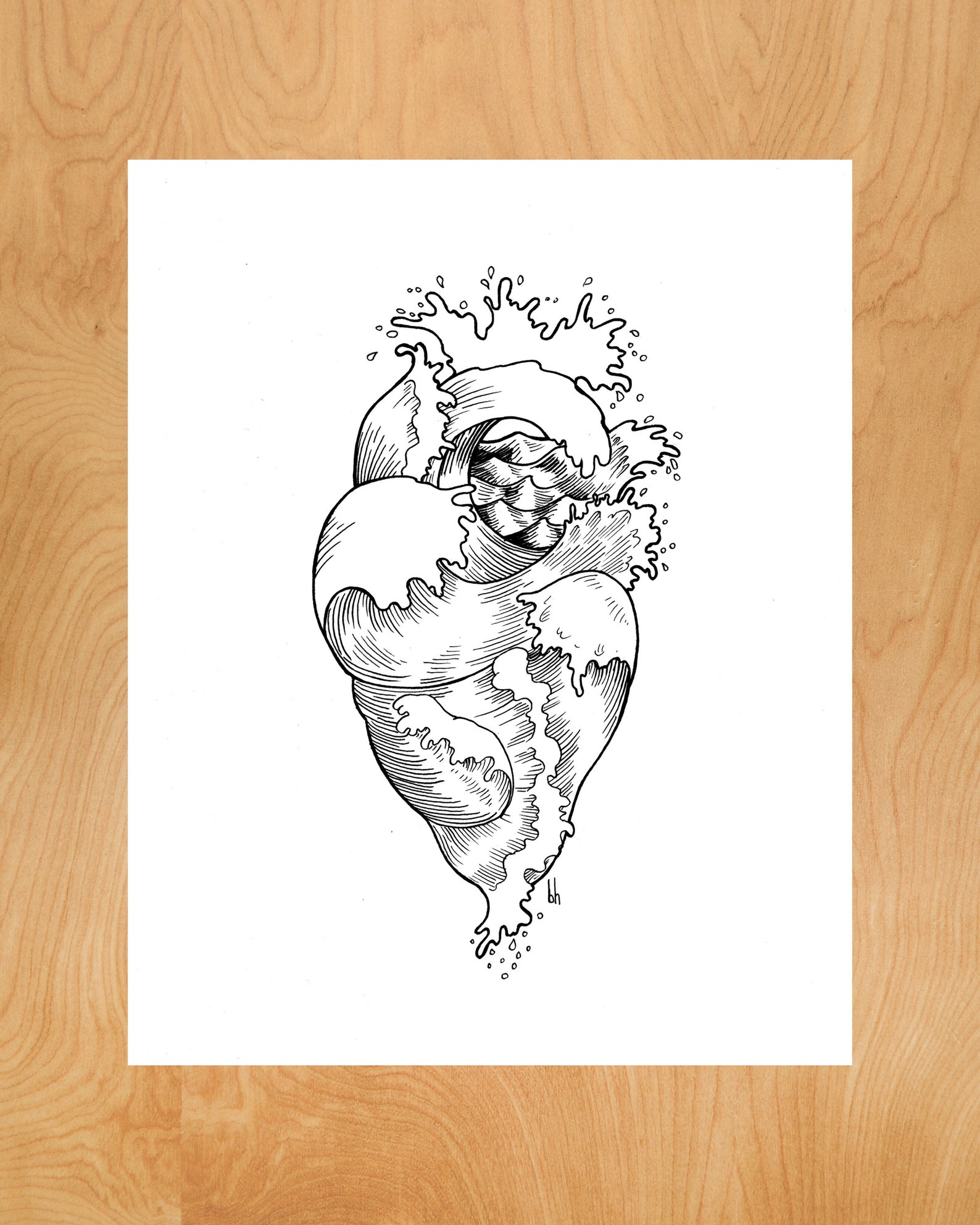 Ocean Waves Heart Print Heart Design - Etsy