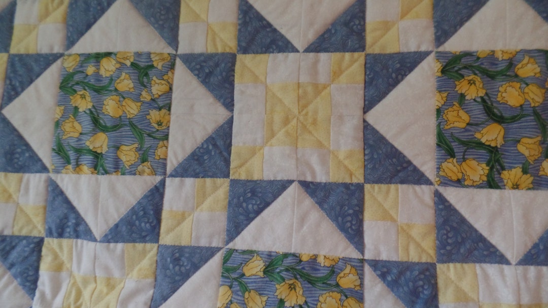 Blue and Yellow Baby Quilt - Etsy