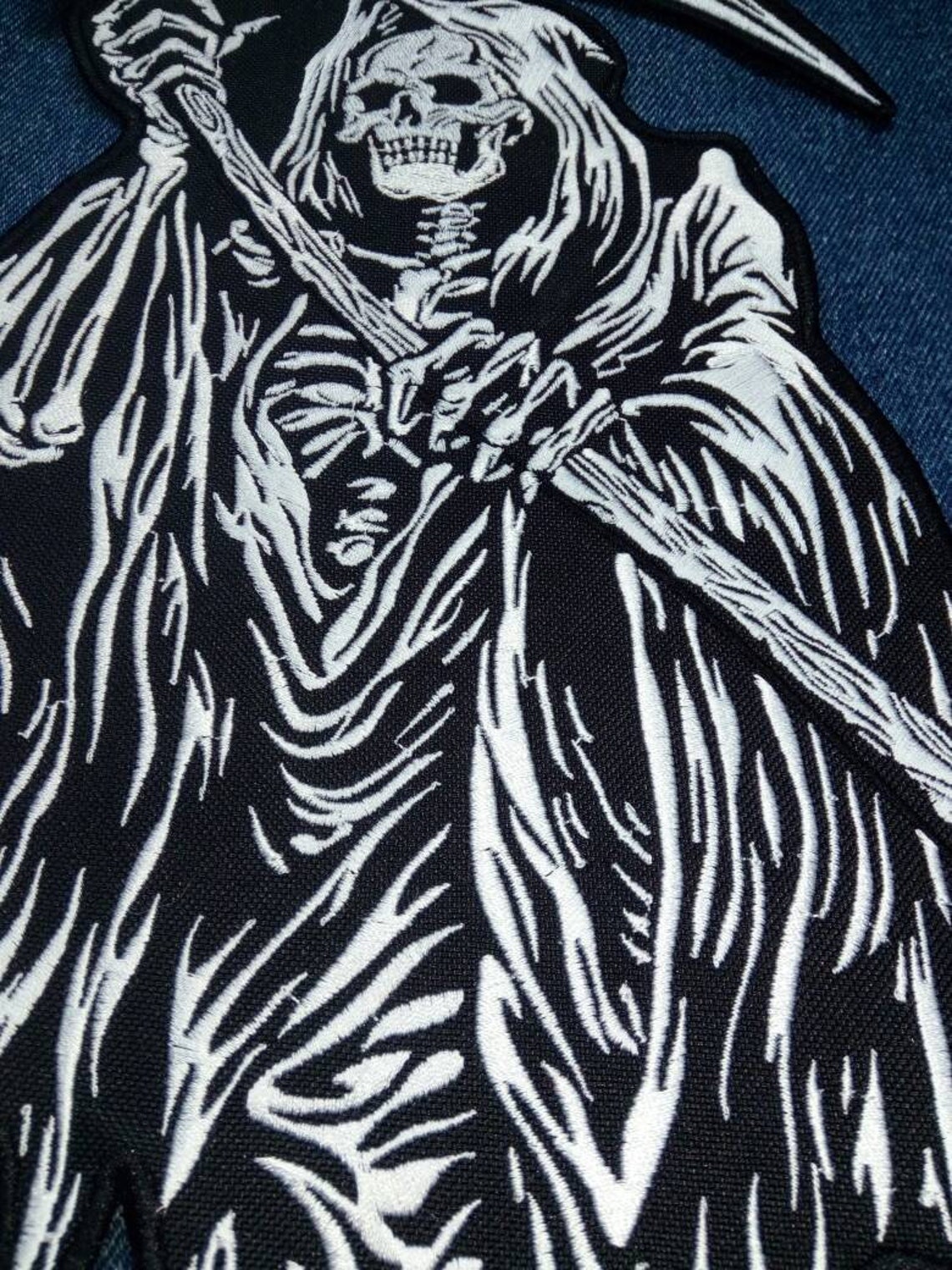 Large Grim Reaper patch. Large skull patches for jackets. | Etsy