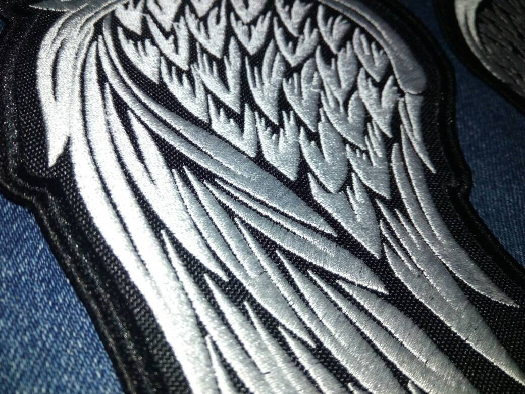 Large angel wings patches on back jacket Embroidered wings | Etsy