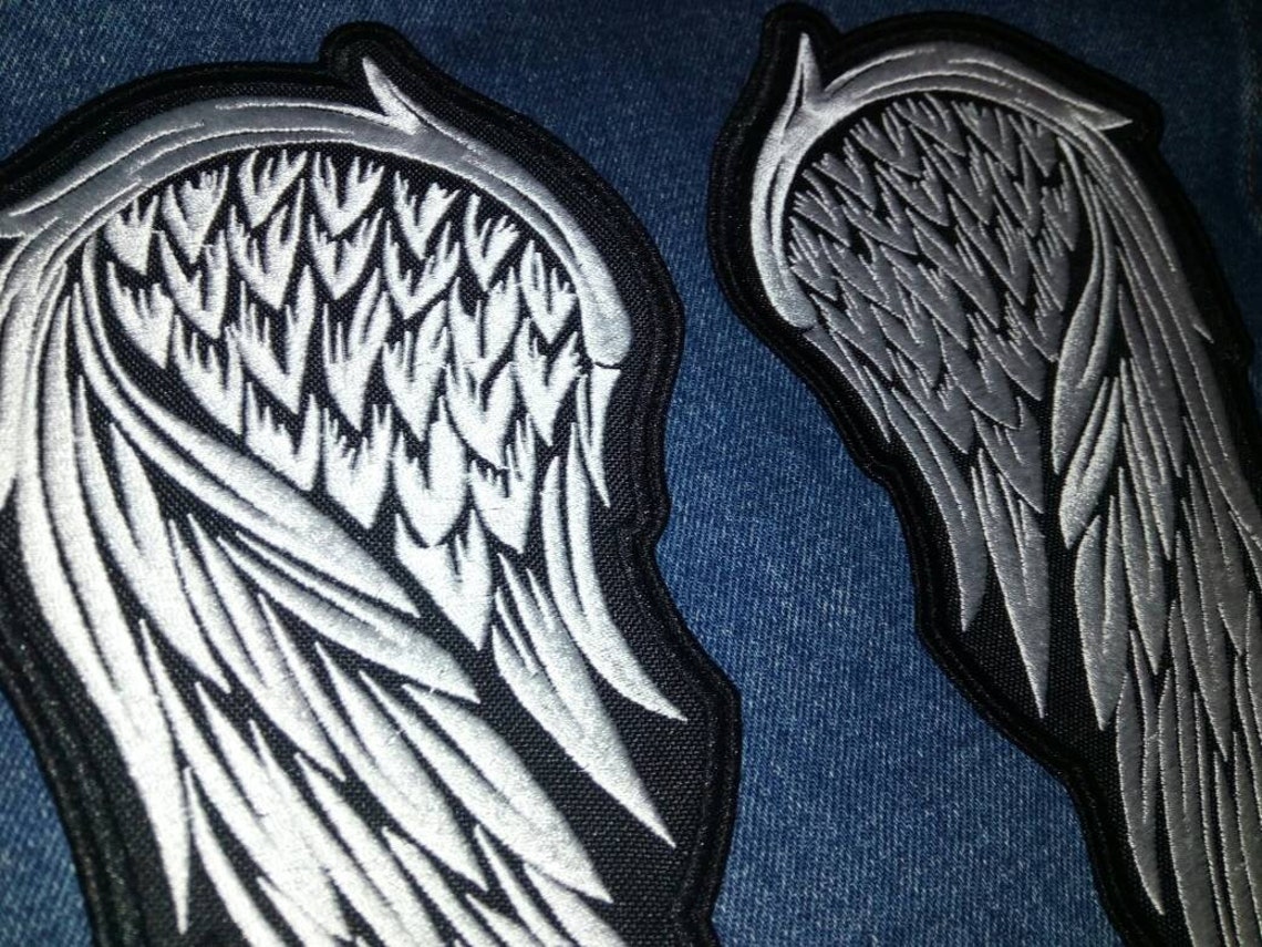 Large angel wings patches on back jacket Embroidered wings | Etsy