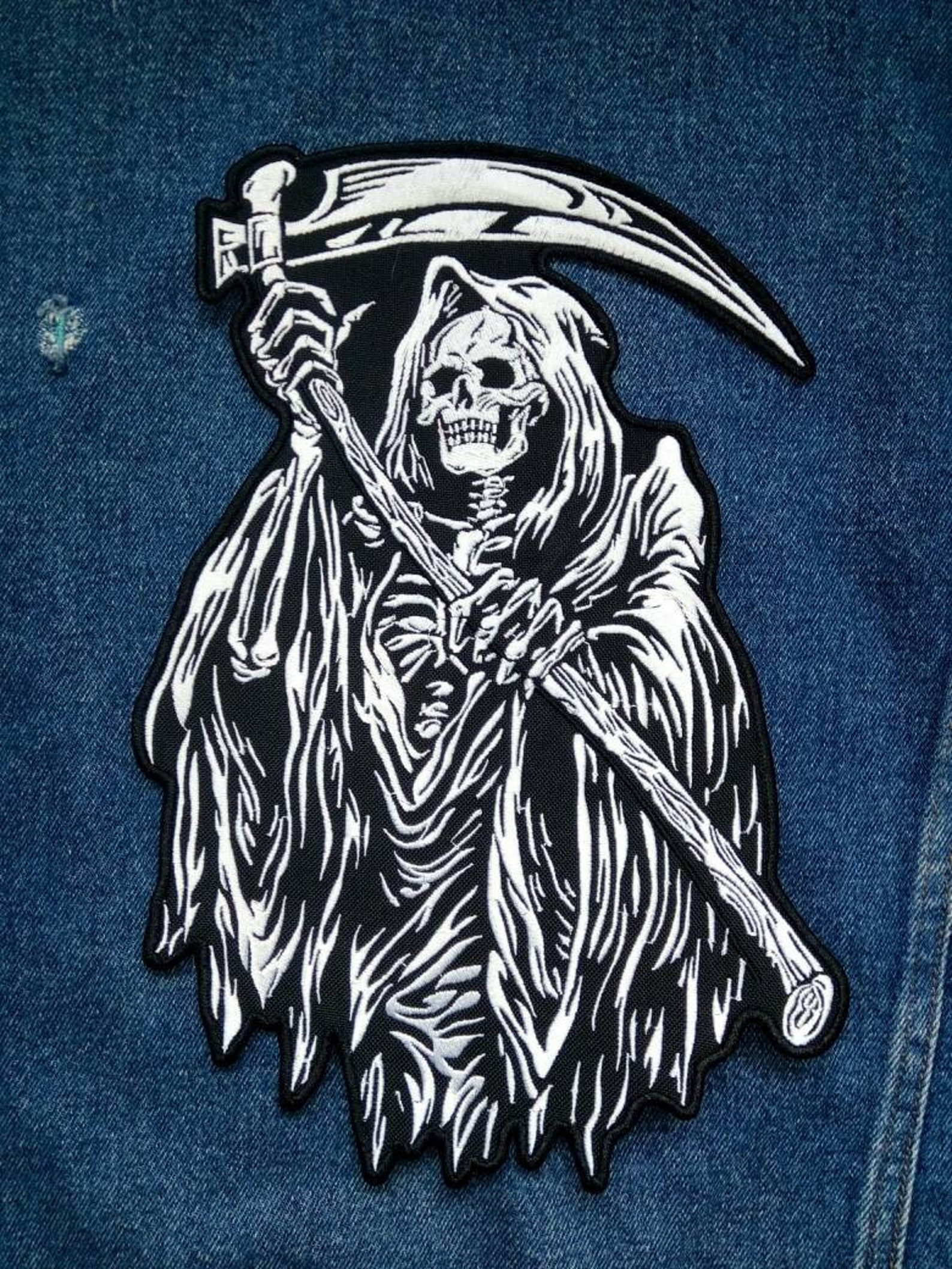 Large Grim Reaper patch. Large skull patches for jackets. | Etsy