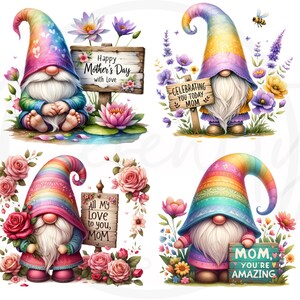 Mothers Day Gnome Clipart Bundle, Spring Gnome PNG Watercolor Clipart ...