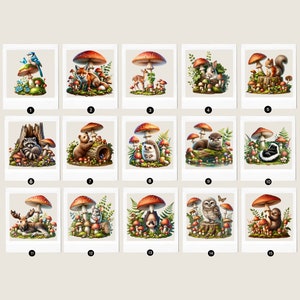 Woodland Baby Animal Mushroom Clipart, 15 Pngs, Cute Baby Animal ...