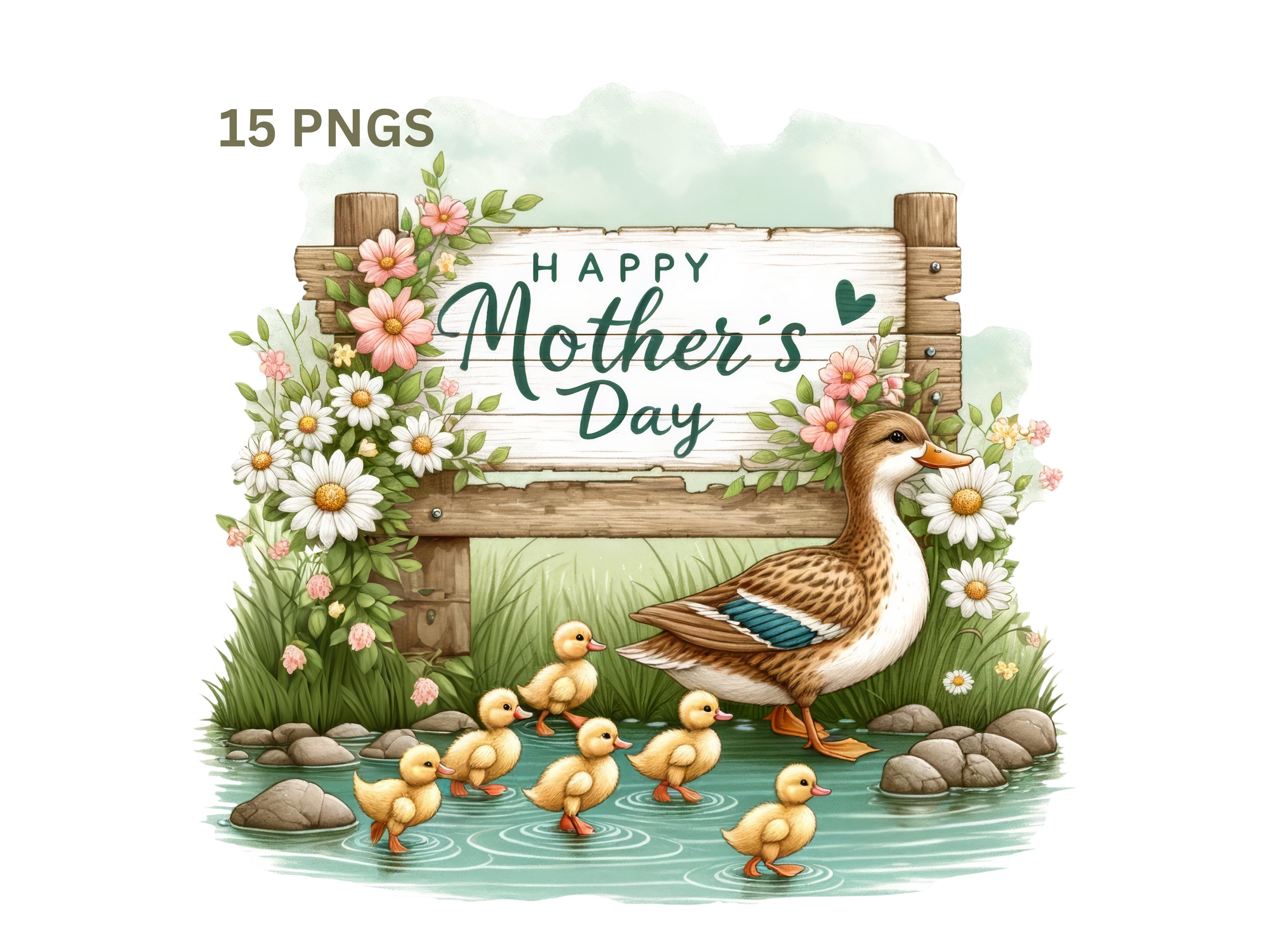 Watercolor Mothers Day Animal Clipart, 15 PNG Animals, Mother Baby ...
