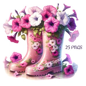 Garden Rain Boots Clipart, Floral Rain Boots, Watercolor Png, Wellies ...