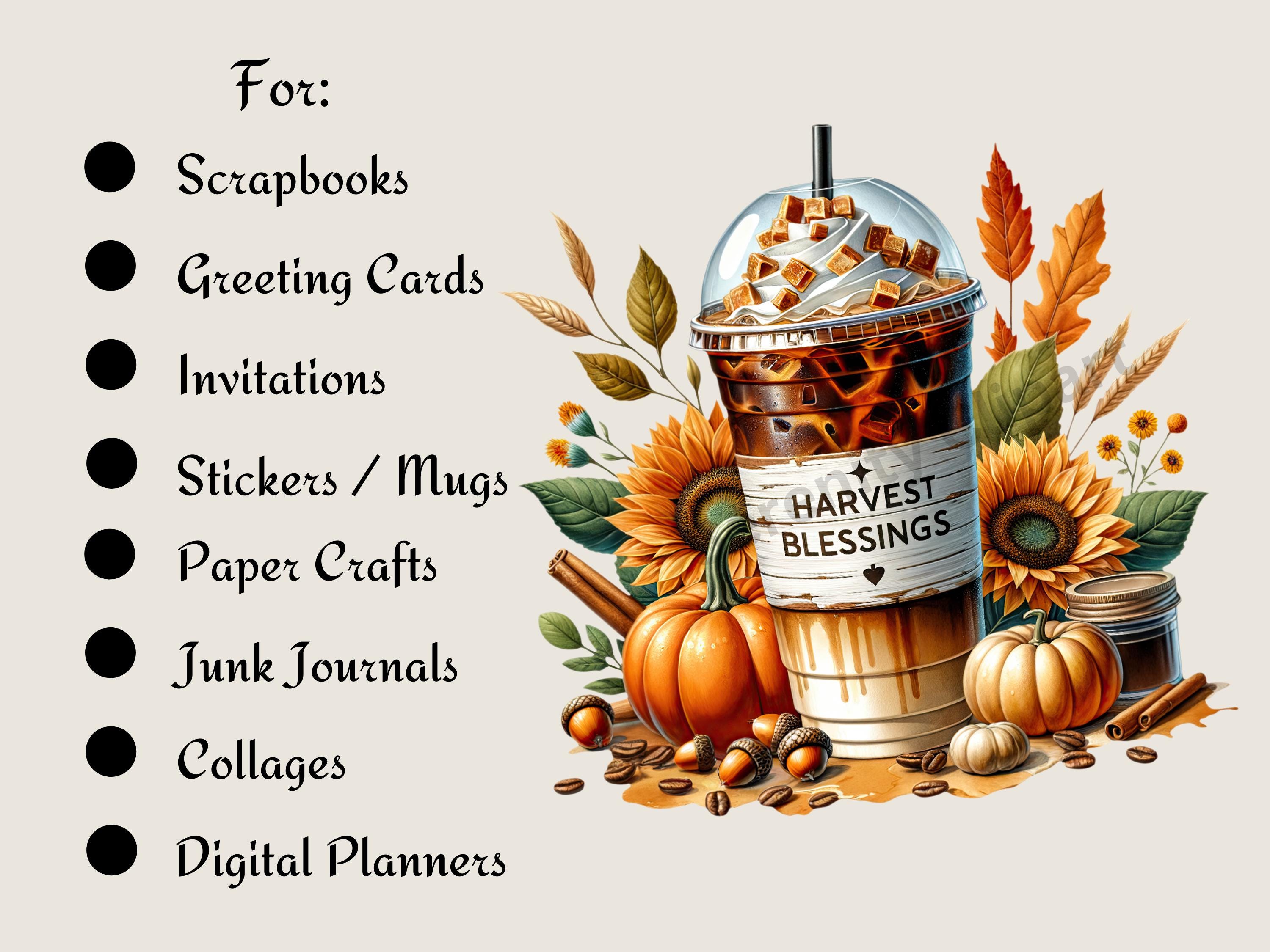 Autumn Coffee Clipart Bundle, Hello Fall Ice Coffee Graphics, Cute ...