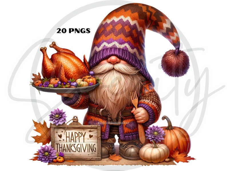 Thanksgiving Gnome Clipart Bundle: Autumn Harvest PNG (digital Download ...