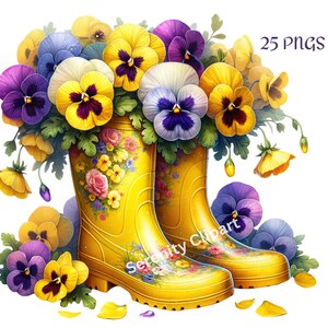 Garden Rain Boots Clipart, Floral Rain Boots, Watercolor Png, Wellies ...