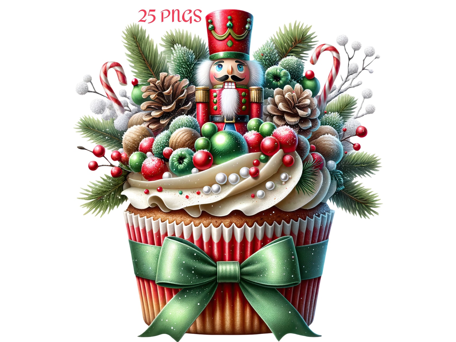 Christmas Cupcake Clipart Bundle, Festive Holiday Desserts Sweet Treats ...