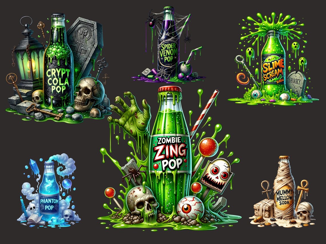Spooky Halloween Soda Clipart: Eerie Drink PNG (digital Download) - Etsy