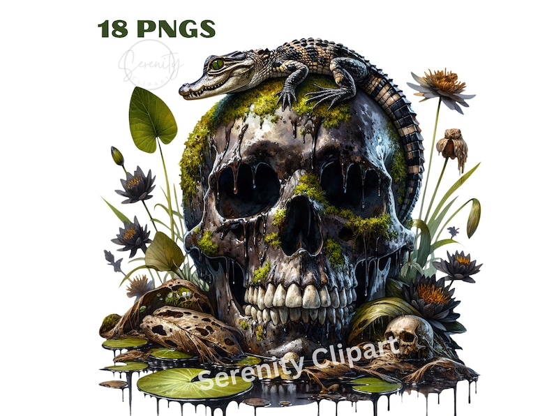 Swamp Skull Clipart Bundle: Gothic Bayou PNG (digital Download) - Etsy