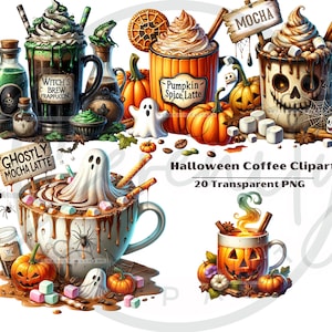 Halloween Coffee Clipart, Scary Gothic Watercolor Hot Coffee Drink ...