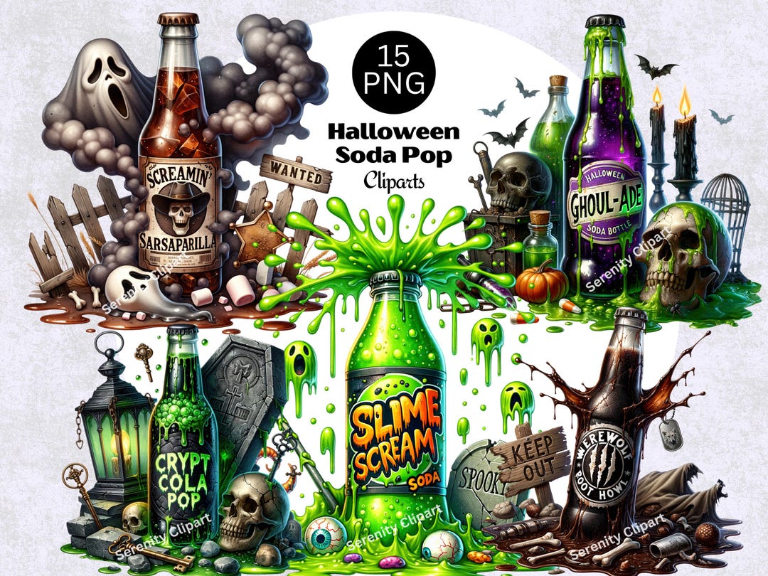 Spooky Halloween Soda Clipart: Eerie Drink PNG (digital Download) - Etsy
