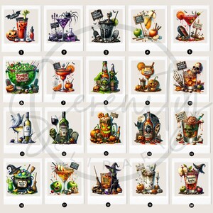 Watercolor Halloween Cocktail Clipart, 25 PNG, Drink Clipart, Halloween ...