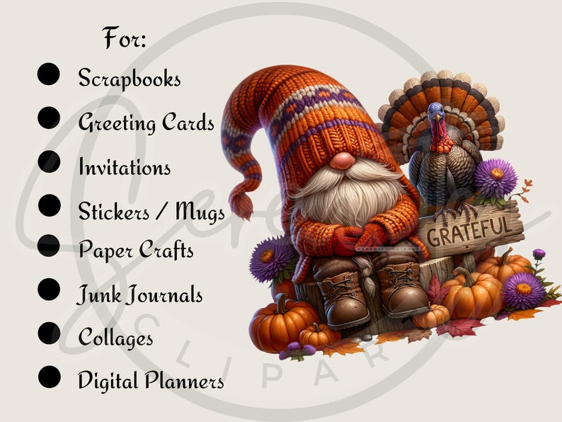 Thanksgiving Gnome Clipart Bundle: Autumn Harvest PNG (digital Download ...