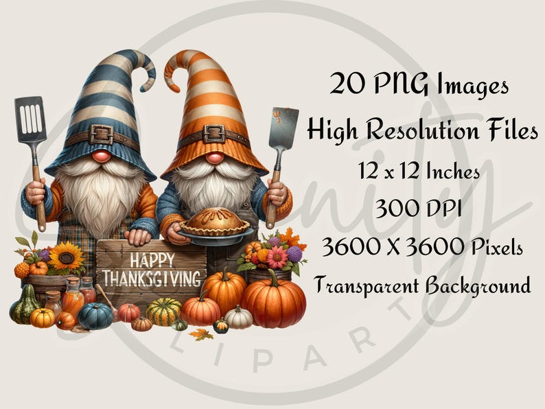 Thanksgiving Gnome Clipart Bundle: Autumn Harvest PNG (digital Download ...