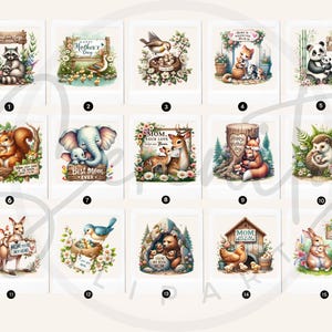 Watercolor Mothers Day Animal Clipart Bundle, Cute Mom Baby Family Clip ...