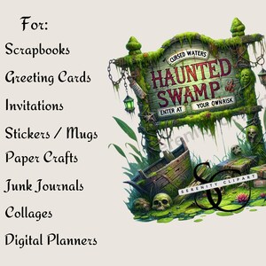 Halloween Signpost Warning Sign Clipart Bundle, Watercolor Spooky Eerie ...