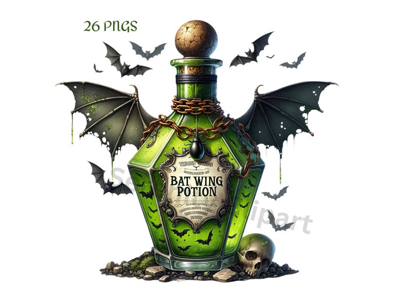 Spooky Halloween Potion Bottle Clipart: Gothic Witch Labels (digital ...