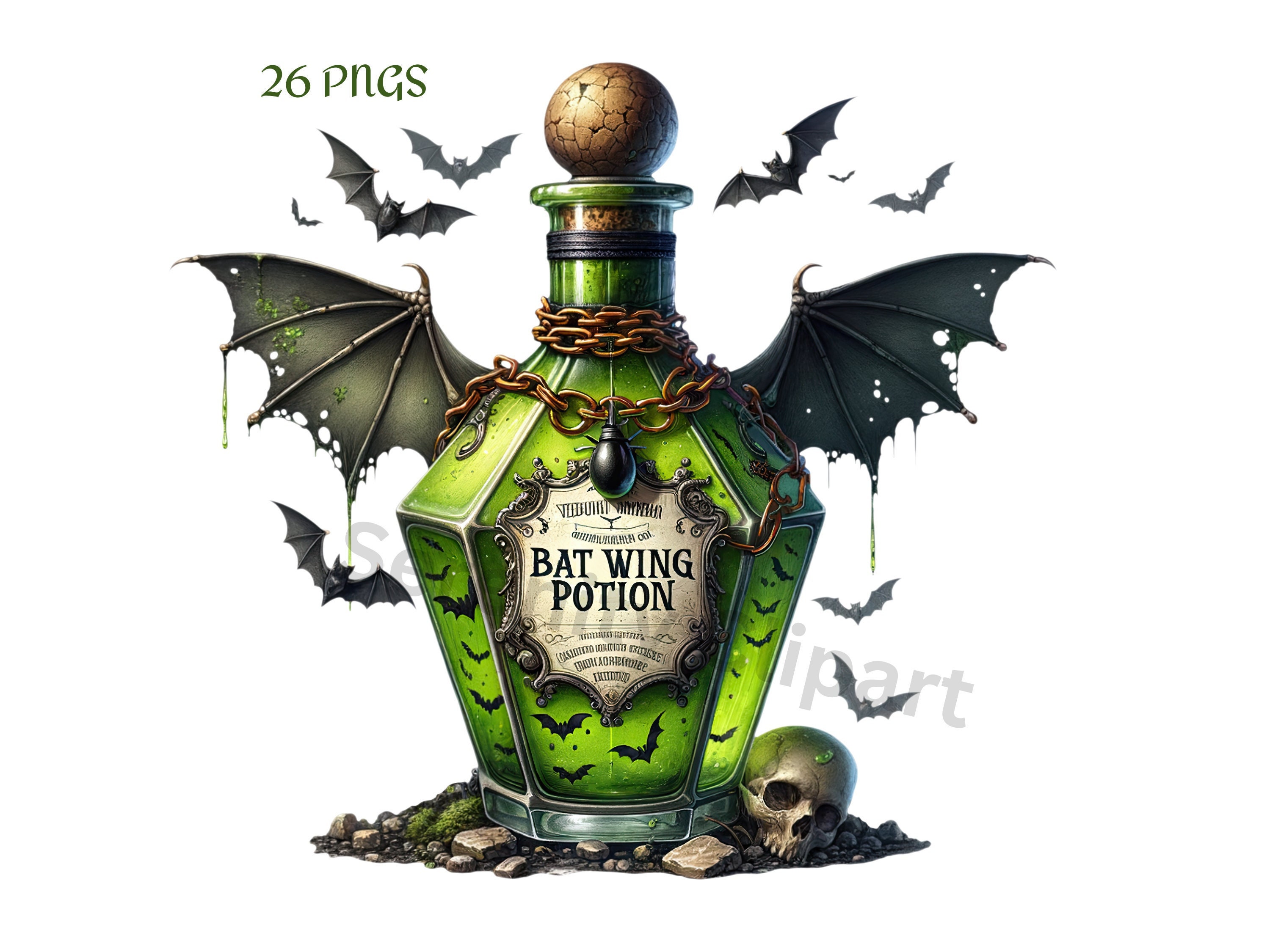 Spooky Halloween Potion Bottle Clipart: Gothic Witch Labels (digital ...