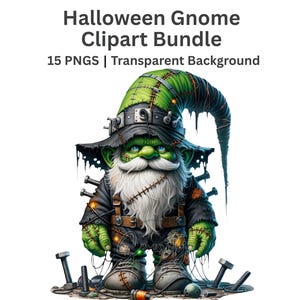 Halloween Gnome Clipart Bundle: Spooky Watercolor PNG (digital Download ...