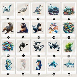 Ocean Sea Life Clipart Bundle, Watercolor Fish PNG, Under the Sea ...