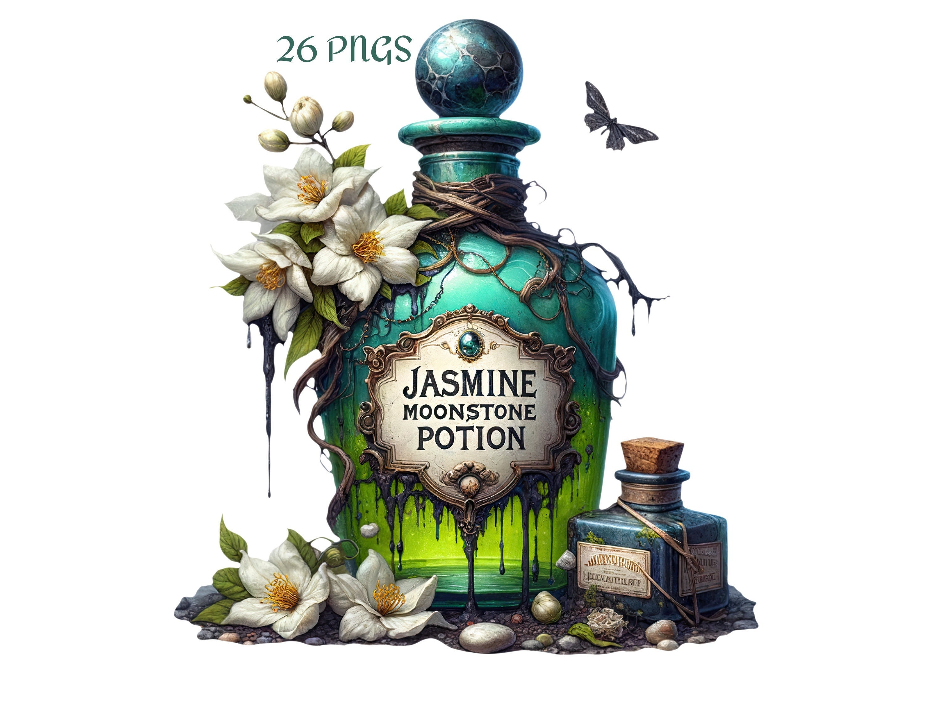 Spooky Halloween Potion Bottle Clipart: Gothic Witch Labels (digital ...