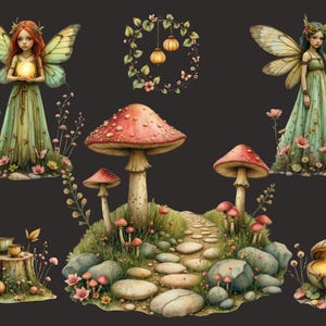 Woodland Whimsical Fairy Clipart, Enchanted Magical Forest PNG, Rustic ...
