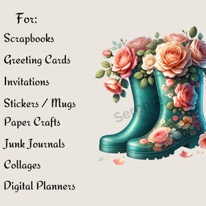 Garden Rain Boots Clipart, Floral Rain Boots, Watercolor Png, Wellies ...