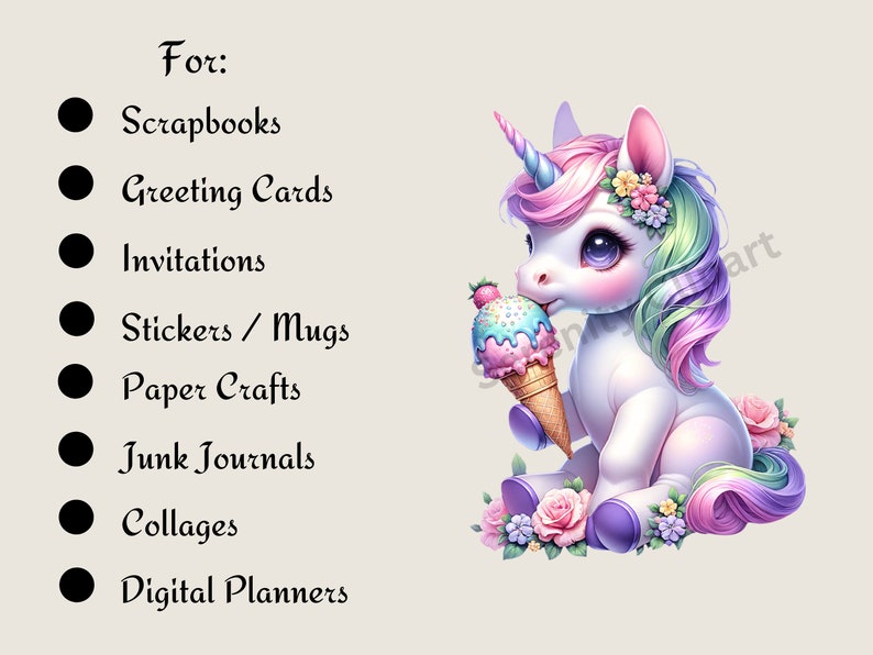 Watercolor Baby Unicorn Bundle Clipart, 15 PNG Pastel Unicorn, Cute ...