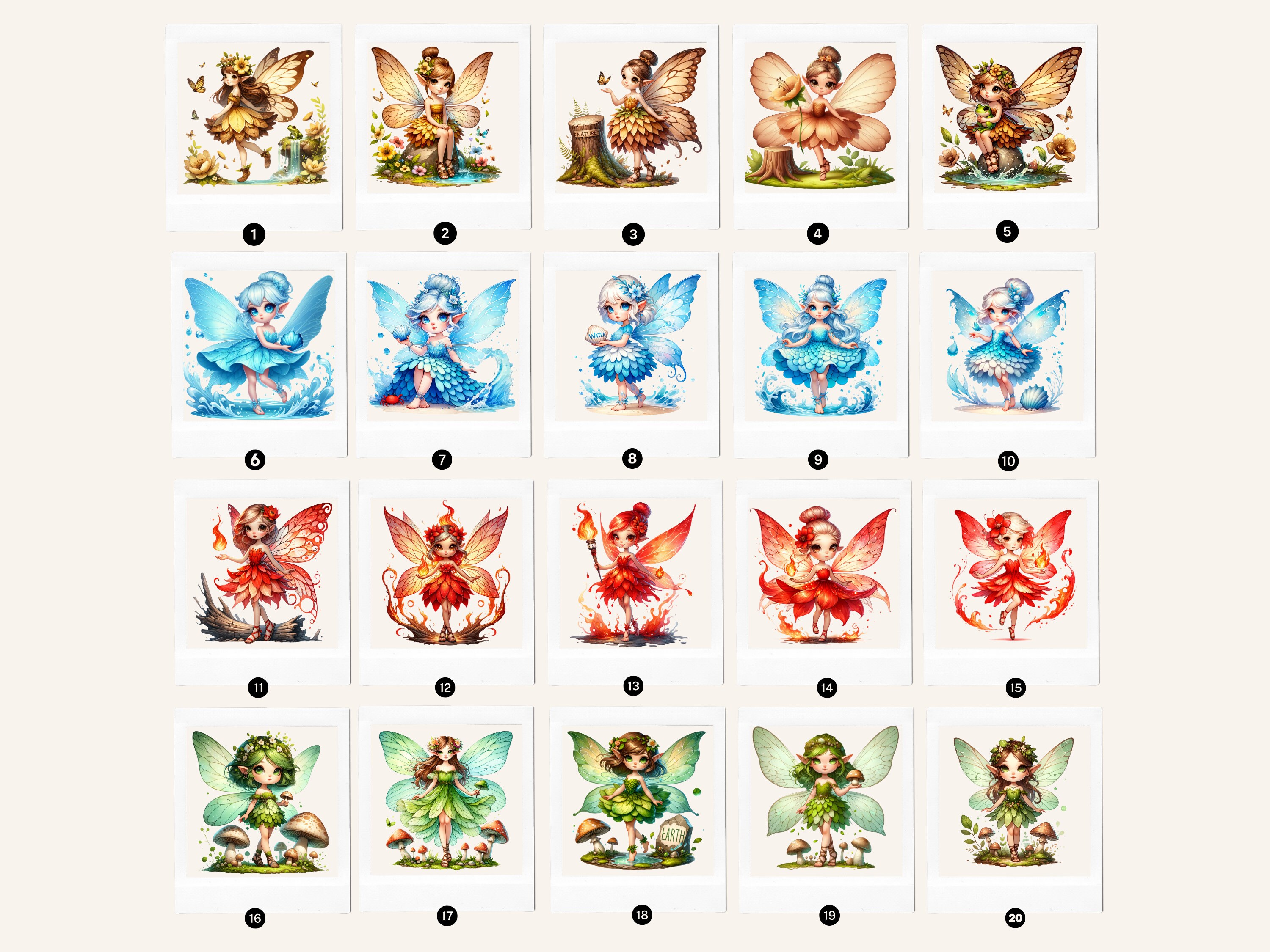 Elements Fairy Clipart, 25 PNG Fairies Clipart, Fairy Elements, Nature ...