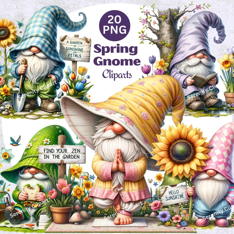 Spring Gnome Clipart - Etsy