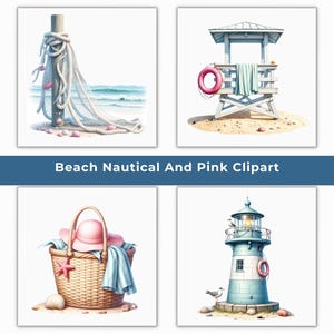 Watercolor Beach Clipart, Nautical Ocean Png, Summer Clipart, Tropical ...