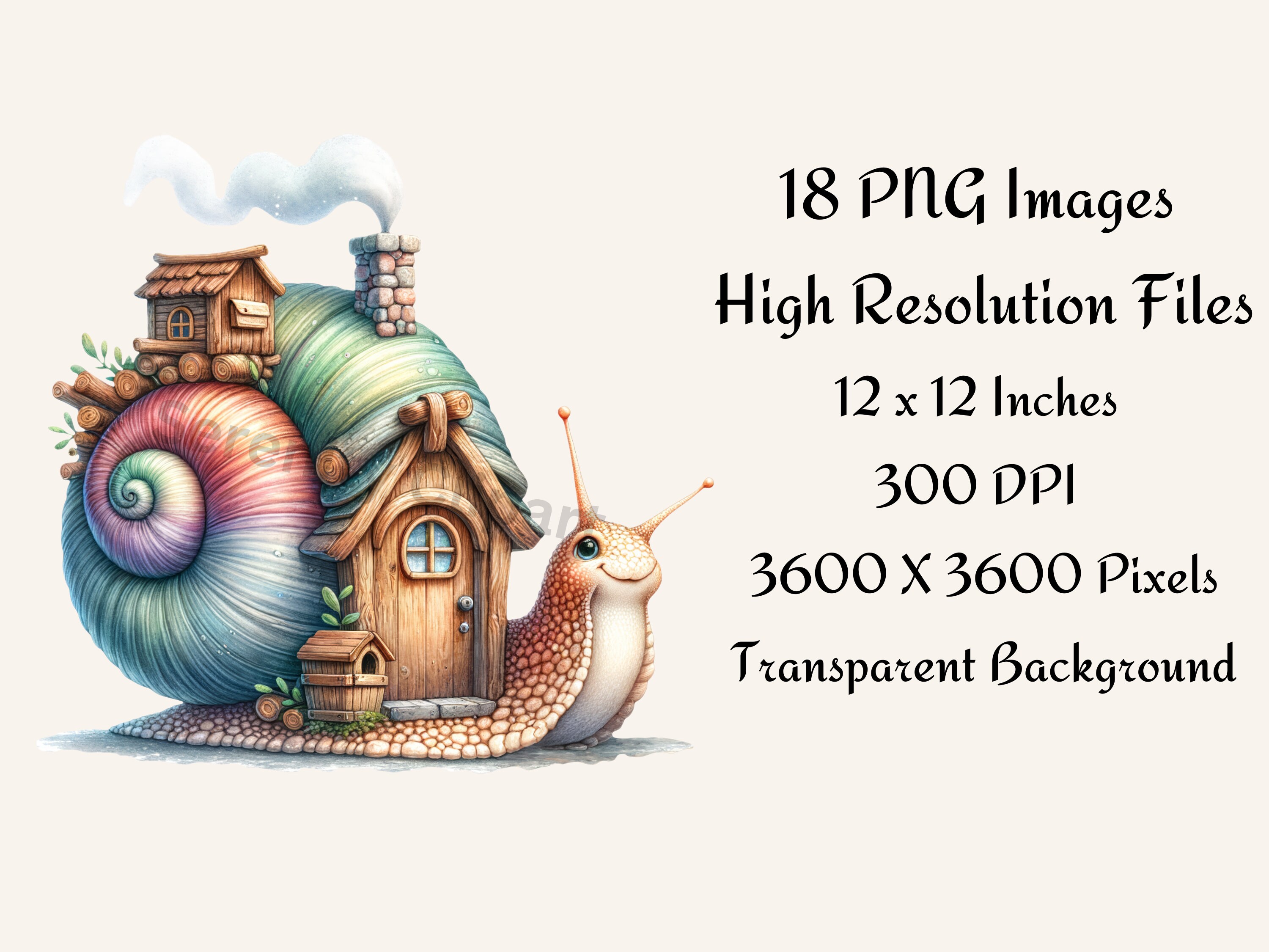 Snail Shell House Clipart, 18 PNG Watercolor Snail Clipart, Cute ...