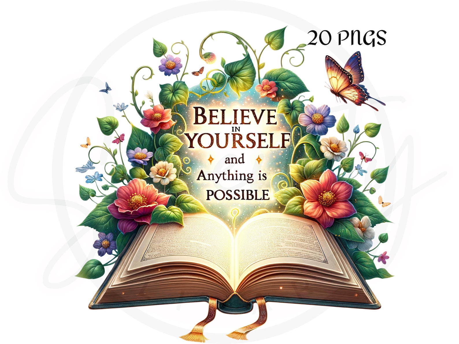 Inspirational Quotes Clipart Bundle, Watercolor Positive Art PNG ...