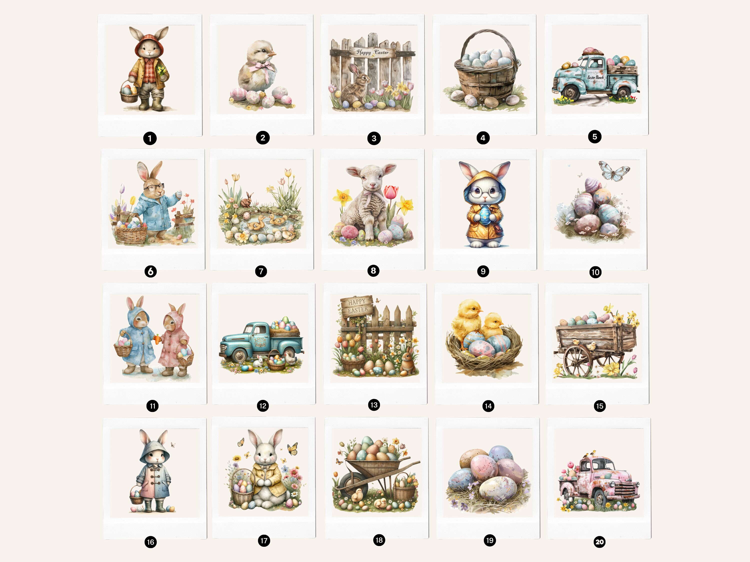 Watercolor Easter Clipart Bundle, Festive PNG, Easter Bunny Graphics ...