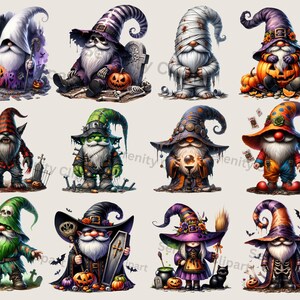 Halloween Gnome Clipart Bundle: Spooky Watercolor PNG (digital Download ...