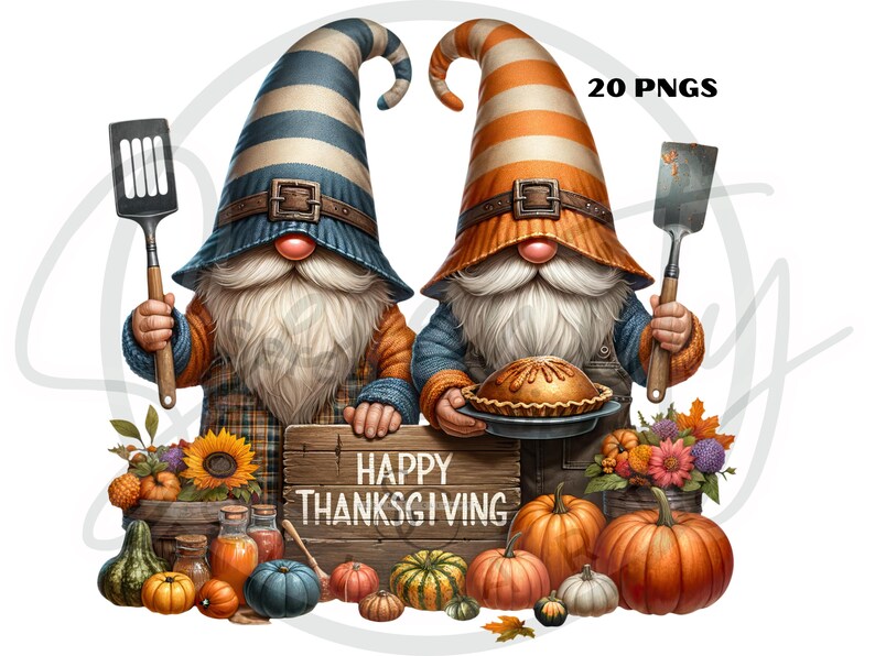 Thanksgiving Gnome Clipart Bundle: Autumn Harvest PNG (digital Download ...