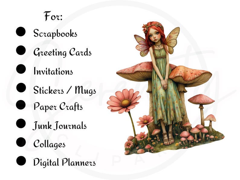 Woodland Whimsical Fairy Clipart, Enchanted Magical Forest PNG, Rustic ...