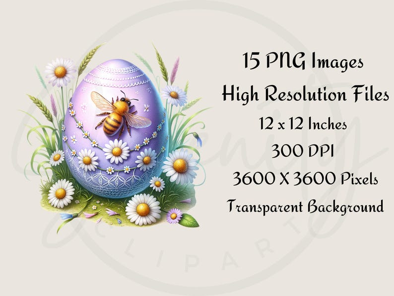 Floral Spring Egg Clipart: Cottagecore Easter PNG Bundle (digital ...