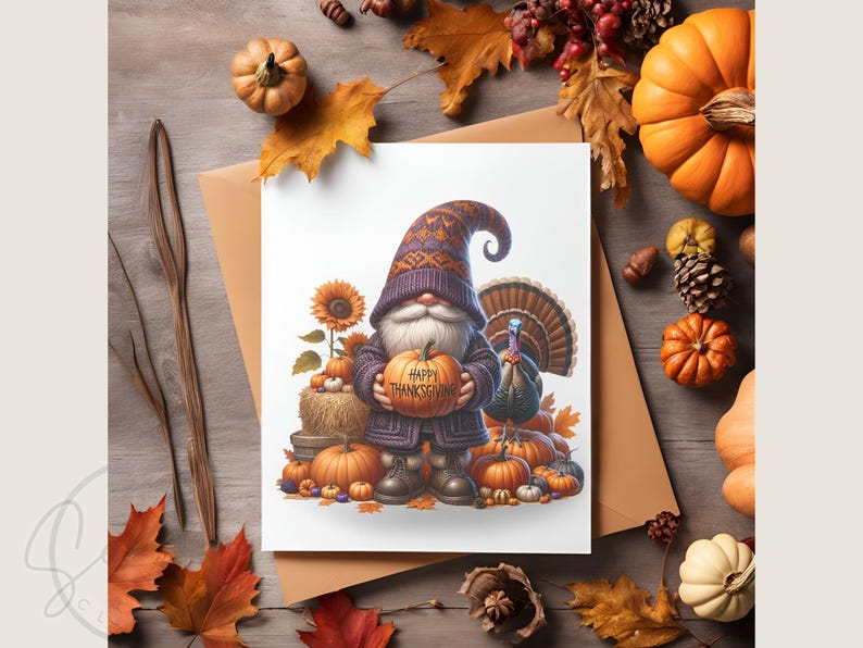 Thanksgiving Gnome Clipart Bundle: Autumn Harvest PNG (digital Download ...