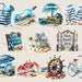 Watercolor Nautical Clipart Bundle, 20 PNG Beach Clipart, Ocean Clipart ...