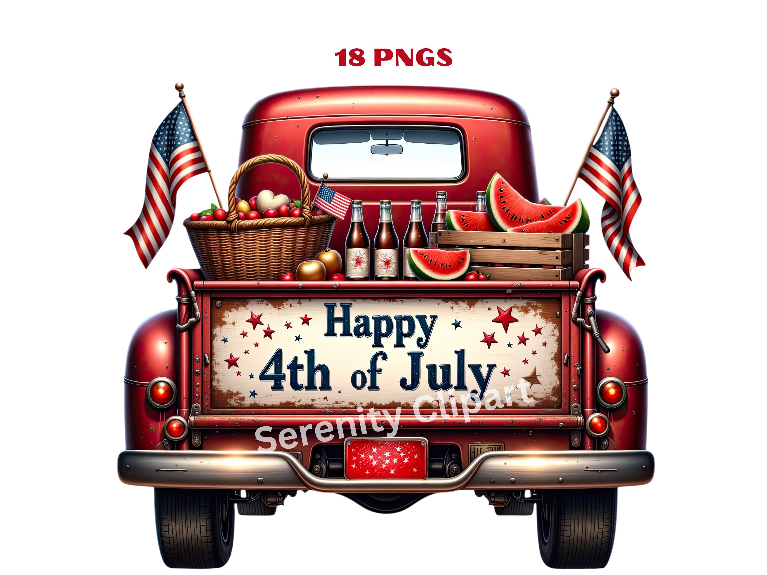 4th of July Truck Clipart: Vintage USA Flag PNG (digital Download) - Etsy