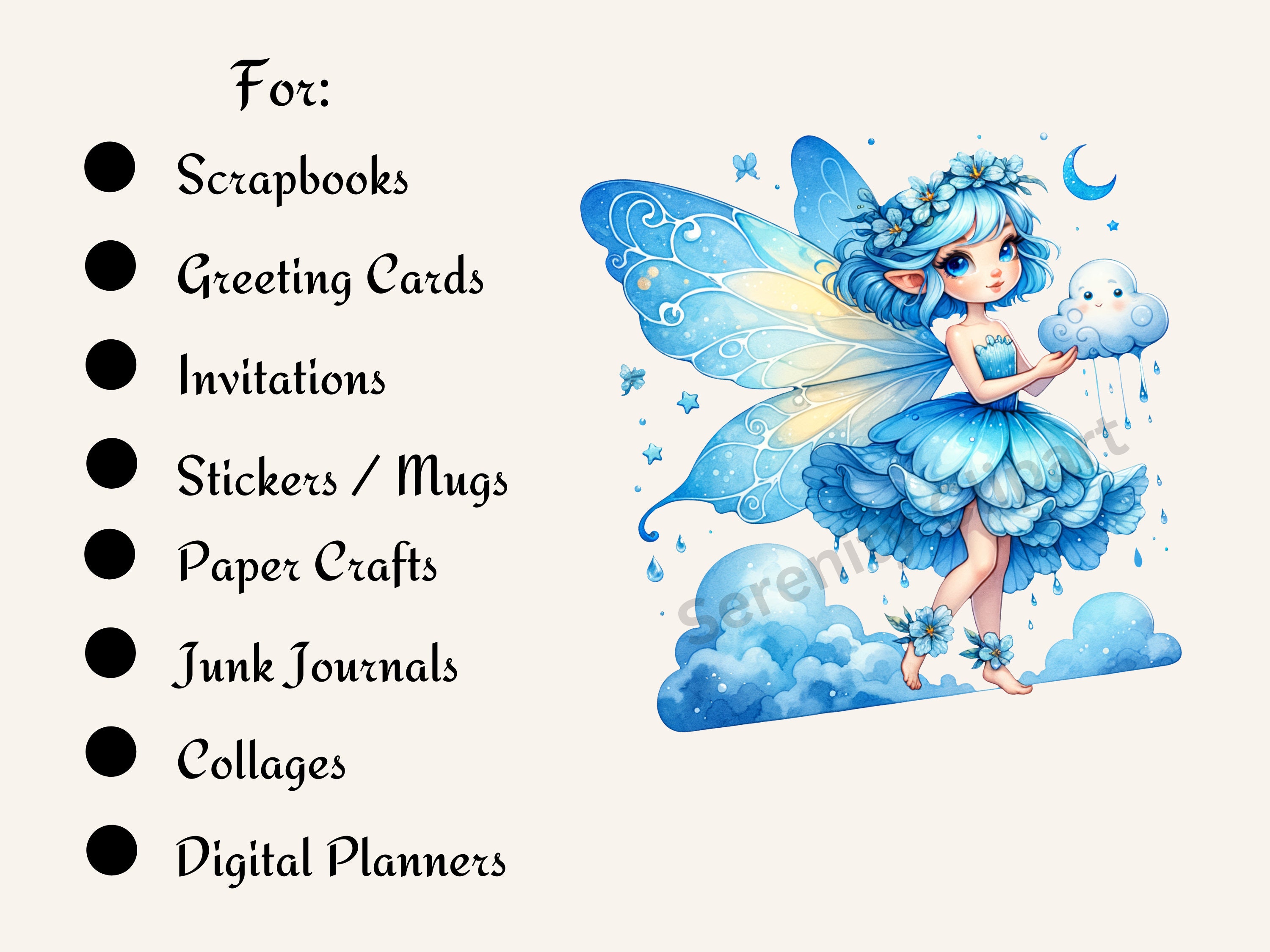 Elements Fairy Clipart, 25 PNG Fairies Clipart, Fairy Elements, Nature ...