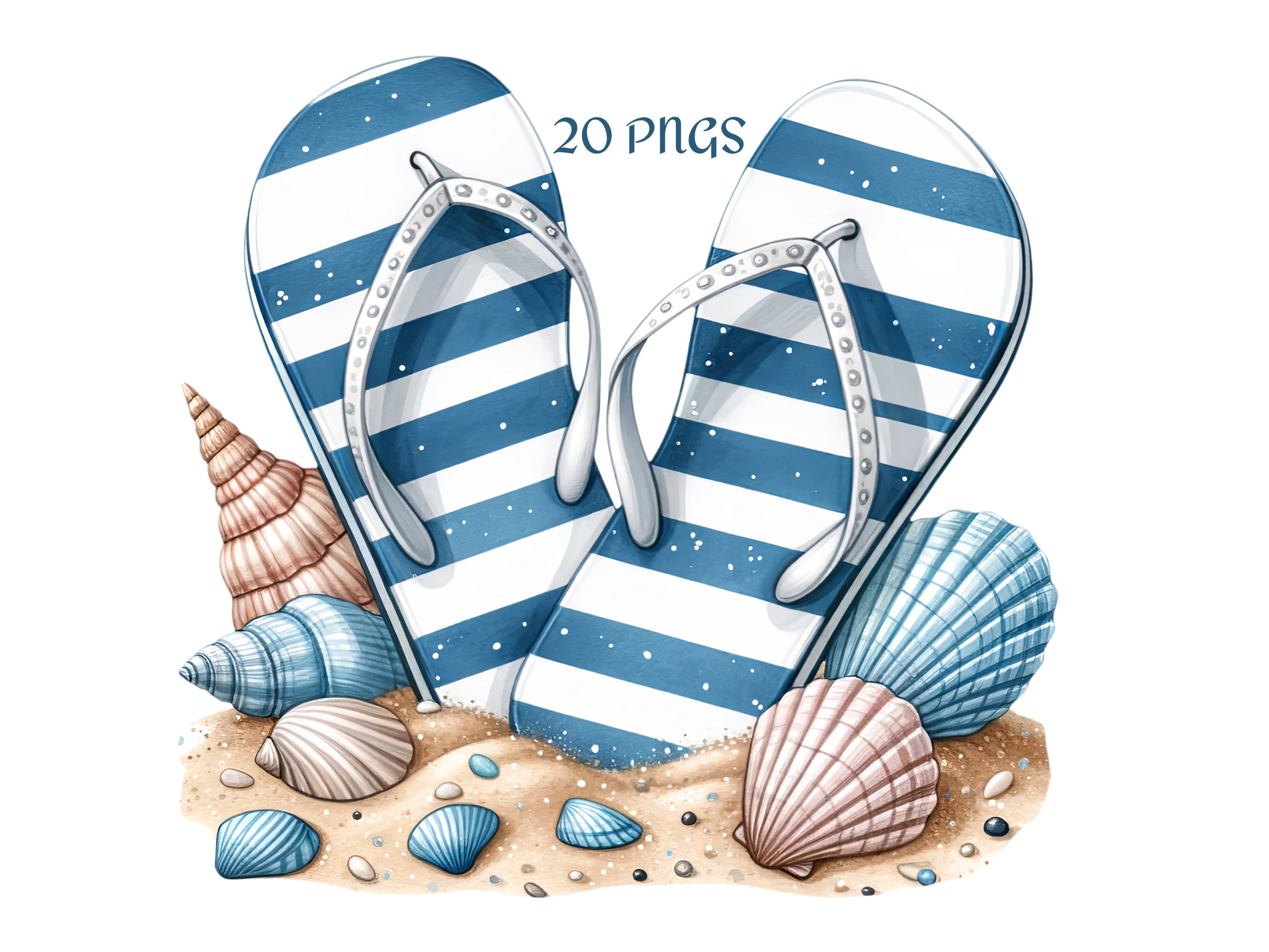 Watercolor Nautical Clipart Bundle, 20 PNG Beach Clipart, Ocean Clipart ...