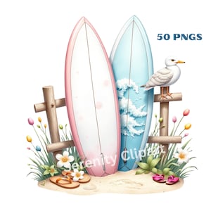 Watercolor Beach Clipart, Nautical Ocean Png, Summer Clipart, Tropical ...